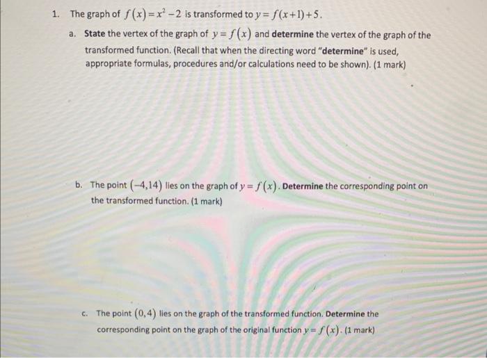 Solved The graph of f(x)=x2−2 is transformed to y=f(x+1)+5. | Chegg.com