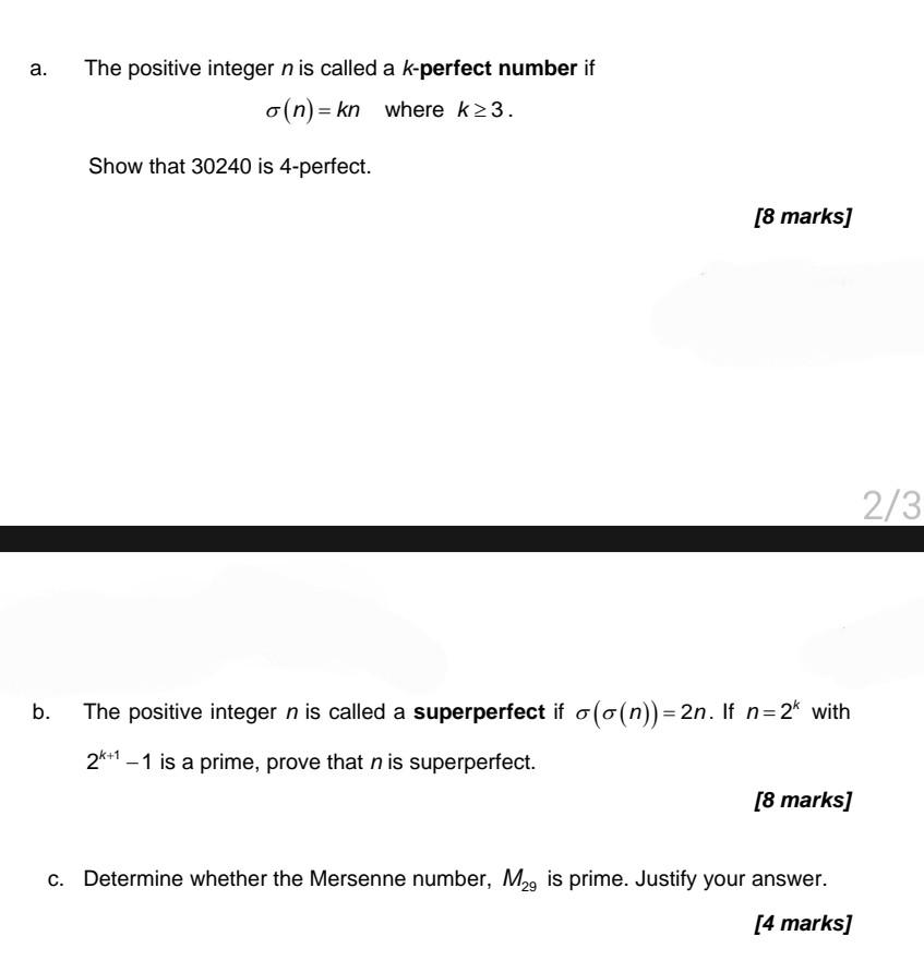 Solved a. The positive integer n is called a k-perfect | Chegg.com