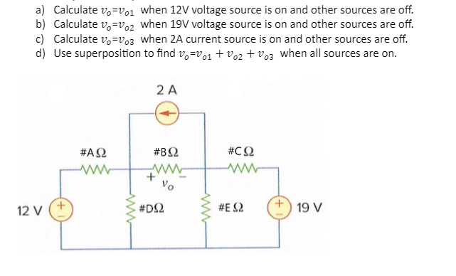Solved a) ﻿Calculate v0=v01 ﻿when 12V ﻿voltage source is on | Chegg.com