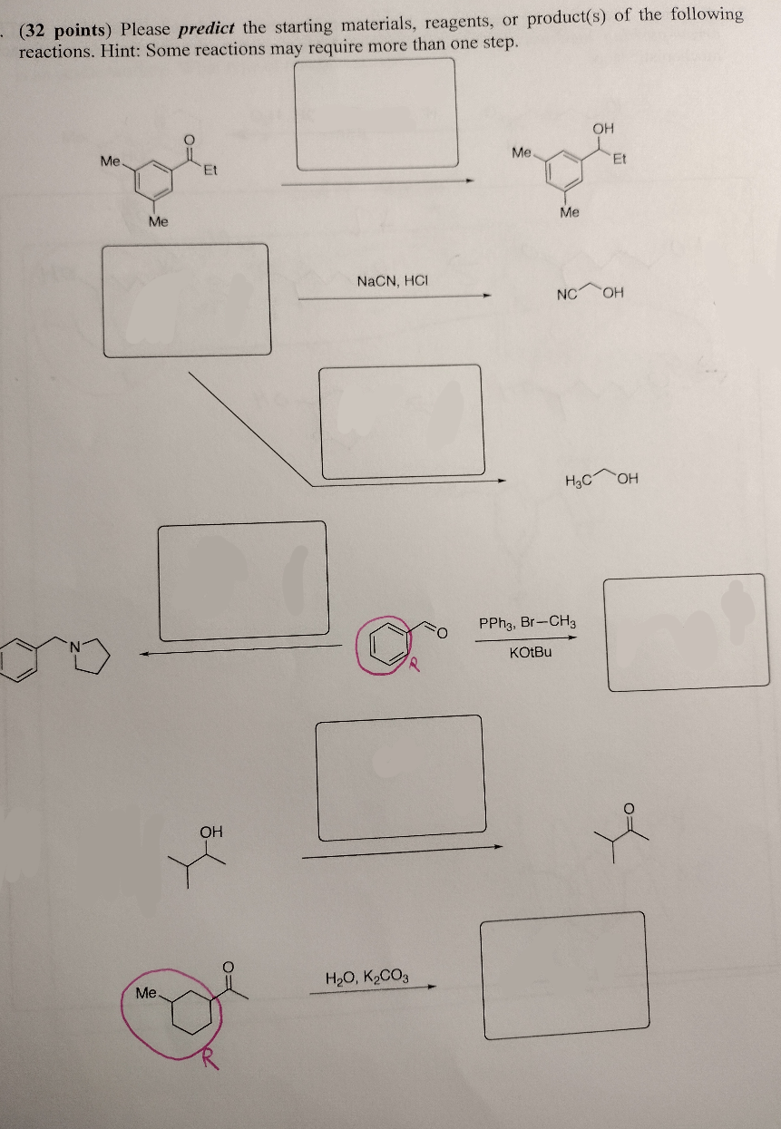 Solved Please predict the starting materials, reagents, or | Chegg.com