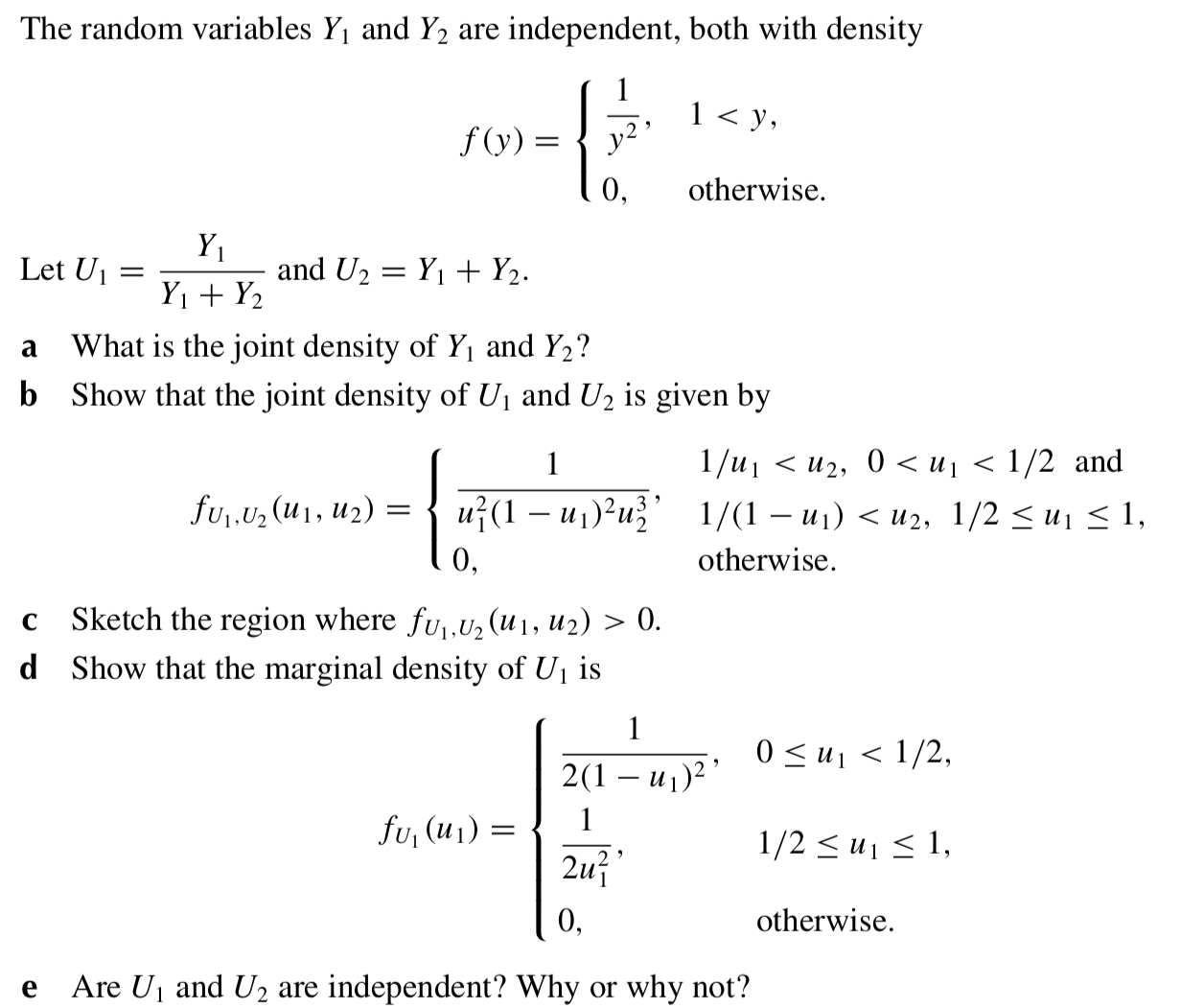 The random variables Y1 ﻿and Y2 ﻿are independent, | Chegg.com