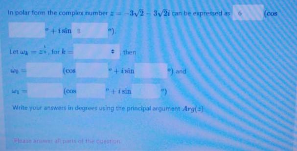 Solved In polarform the complex number :=-32 -- 32i can be | Chegg.com