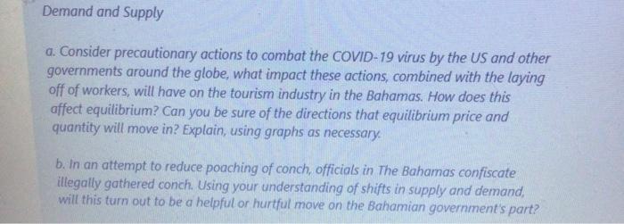 Solved Demand and Supply a. Consider precautionary actions | Chegg.com