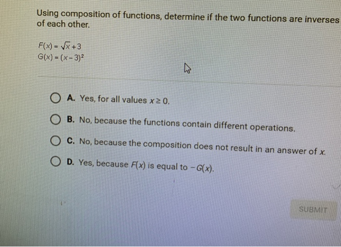 Solved Using Composition Of Functions Determine If The Two