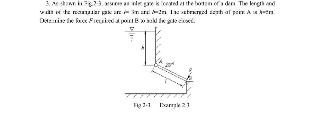 Solved 3. As shown in Fig.2-3, assume an inlet gate is | Chegg.com