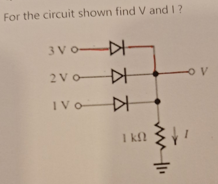 Solved For the circuit shown find V ﻿and I ? | Chegg.com