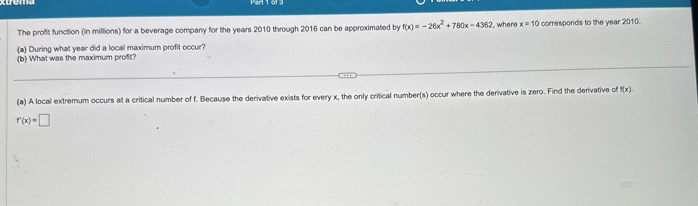 Solved The profit function (in millions) ﻿for a beverage | Chegg.com