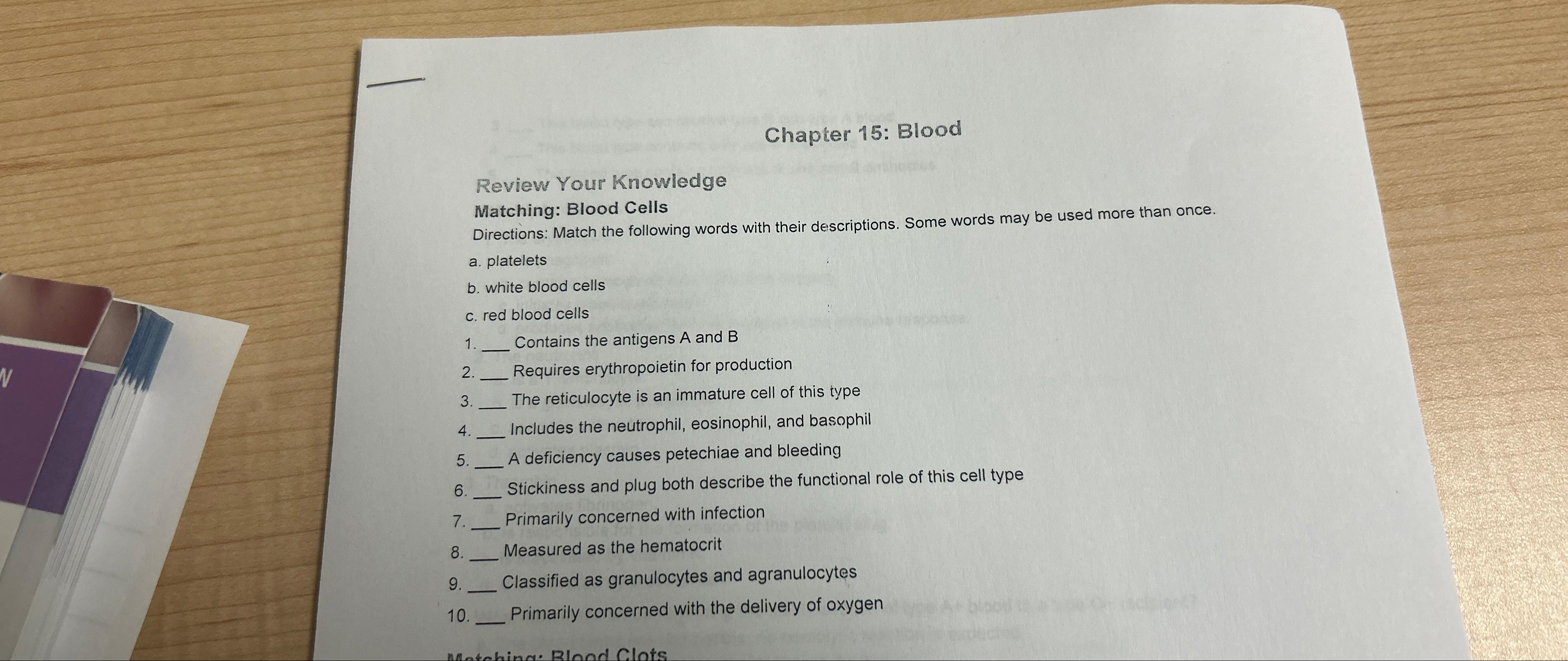 Solved Chapter 15: BloodReview Your KnowledgeMatching: Blood | Chegg.com