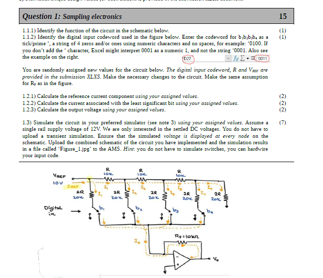 Solved Question 1: Sampling electronics151.1.1) ﻿Identify | Chegg.com