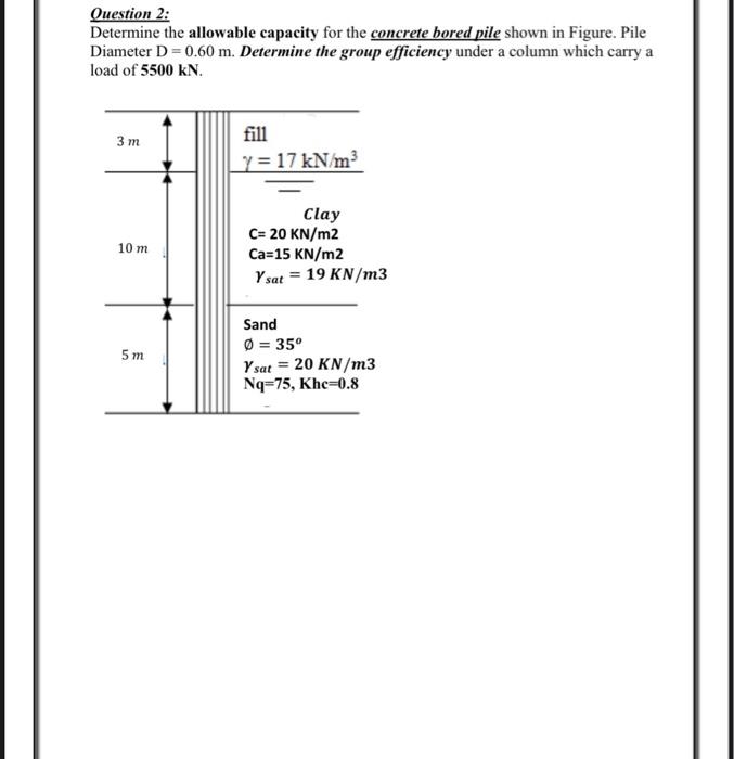 Solved Question 2: Determine the allowable capacity for the | Chegg.com