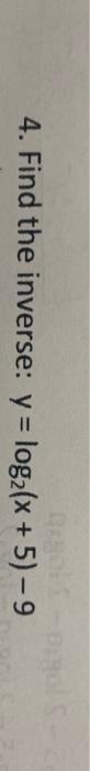 Solved 4. Find the inverse: y = log2(x + 5) - 9 | Chegg.com