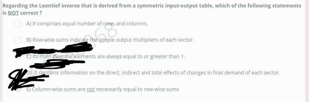 Solved Regarding the Leontief inverse that is derived from a | Chegg.com