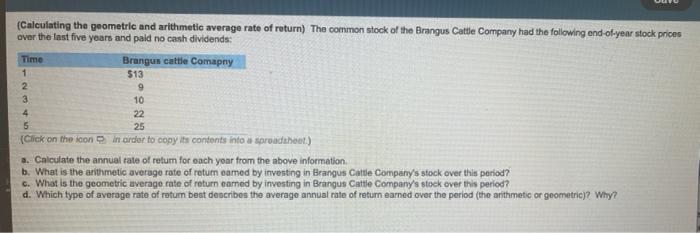 Solved (Calculating the geometric and arithmetic average | Chegg.com