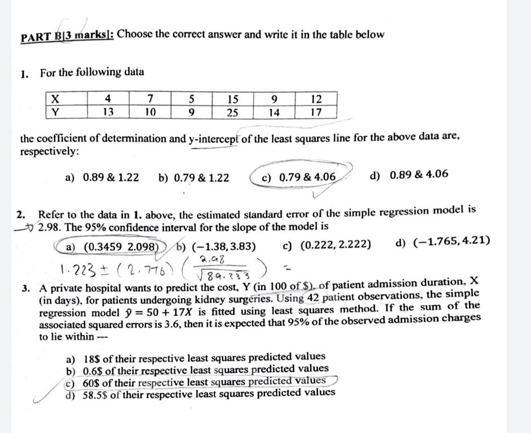 Solved It's a regression model course : Solve the 3 | Chegg.com