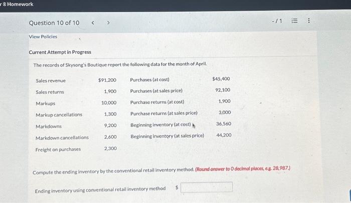 Solved Current Attempt in Progress The records of Skysong's | Chegg.com