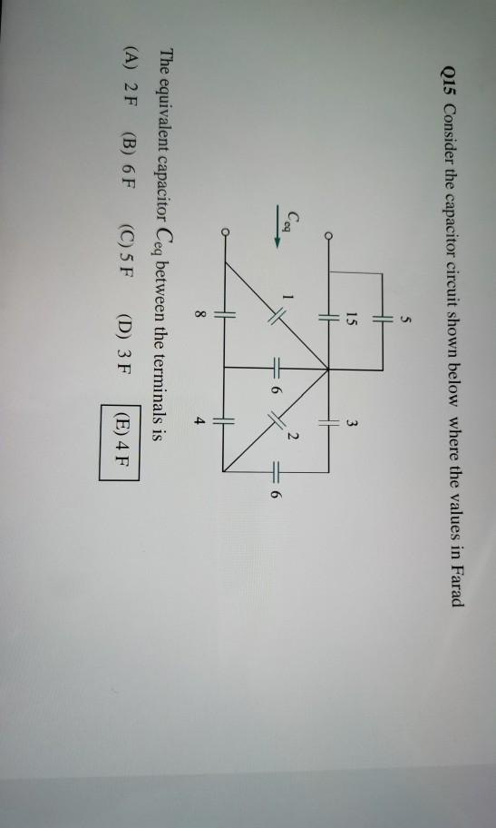 Solved Q15 Consider the capacitor circuit shown below where | Chegg.com