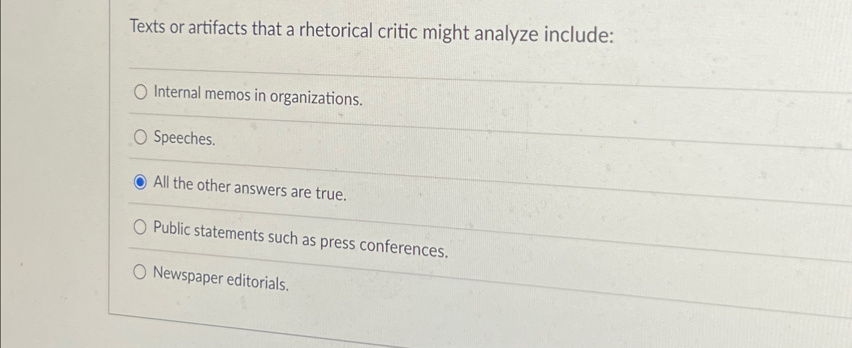 Solved Texts or artifacts that a rhetorical critic might | Chegg.com