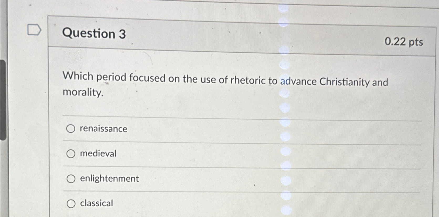Solved Question 30.22 ﻿ptsWhich period focused on the use of | Chegg.com