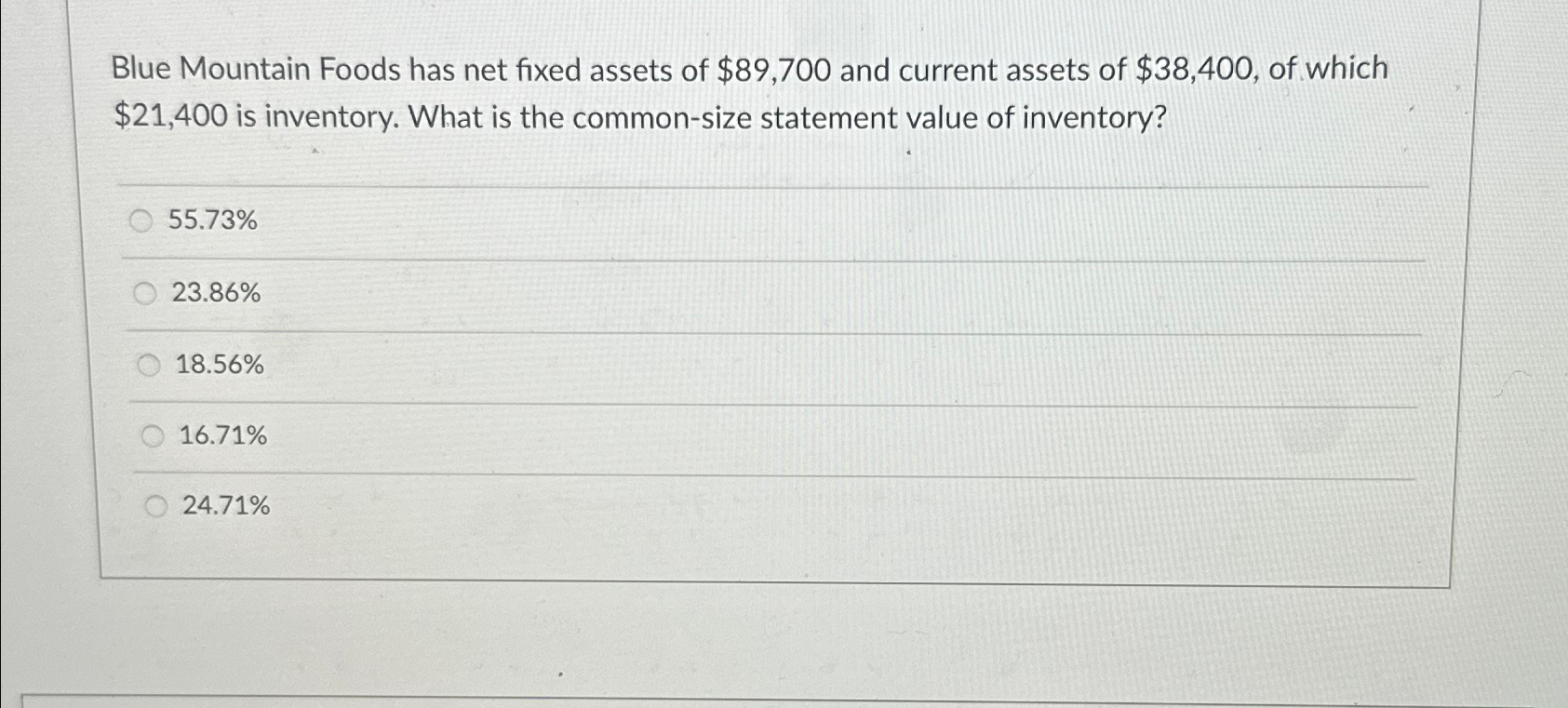 Solved Blue Mountain Foods has net fixed assets of $89,700 | Chegg.com
