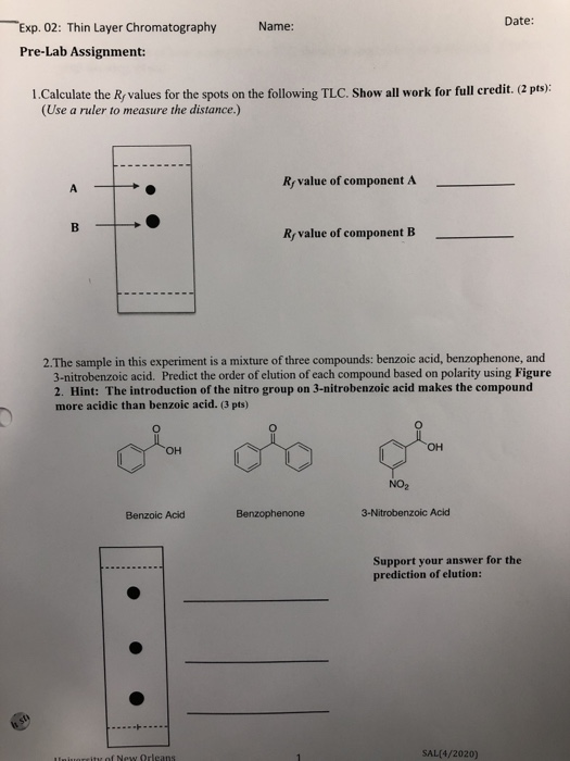 Solved Date: Name: Exp. 02: Thin Layer Chromatography | Chegg.com