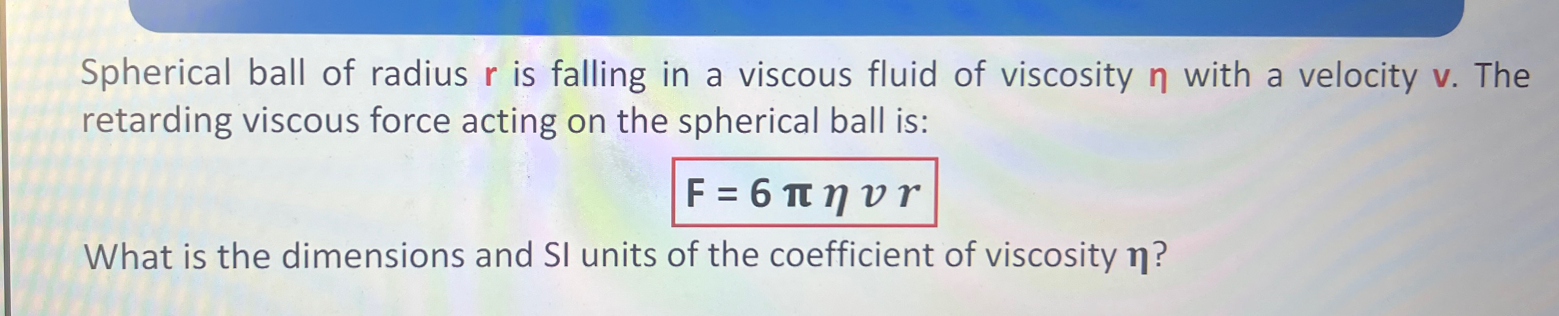Solved Spherical ball of radius r ﻿is falling in a viscous | Chegg.com