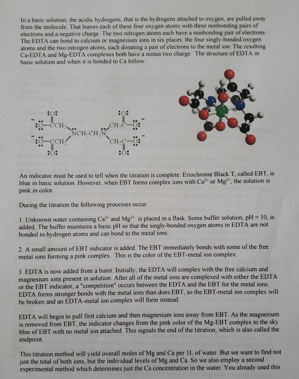 Solved Experiment #9 - Determination of Water Hardness via | Chegg.com
