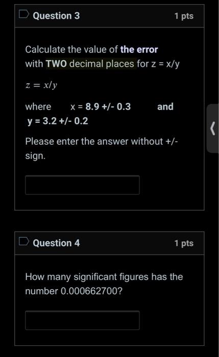 Solved Calculate the value of the error with TWO decimal | Chegg.com