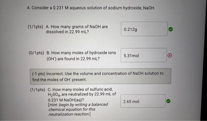 Solved 4. Consider a 0.231 M aqueous solution of sodium | Chegg.com