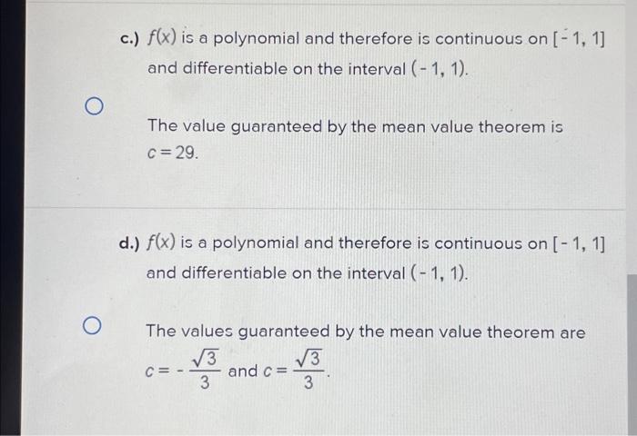 Solved Determine if the conditions of the mean value theorem | Chegg.com