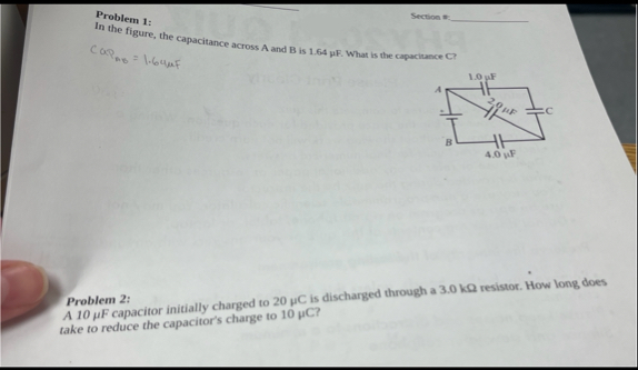 Solved Problem 1:Section :In the figure, the capacitance | Chegg.com