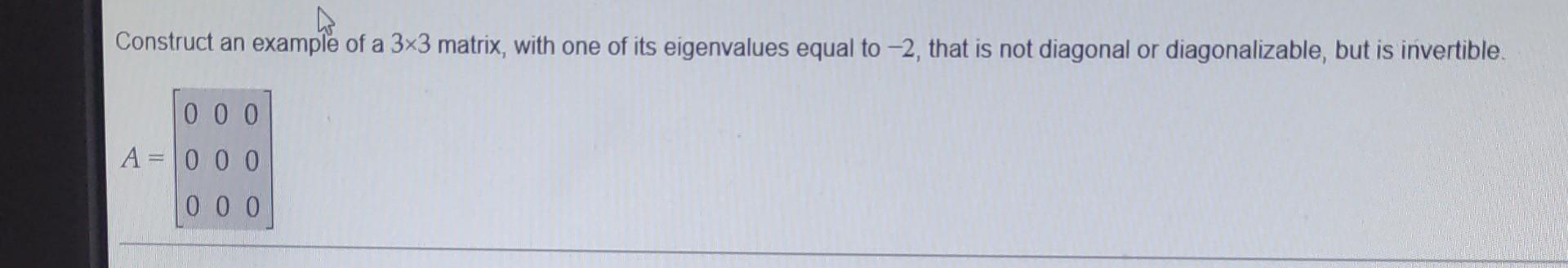 Solved Construct an example of a 3×3 matrix, with one of its | Chegg.com