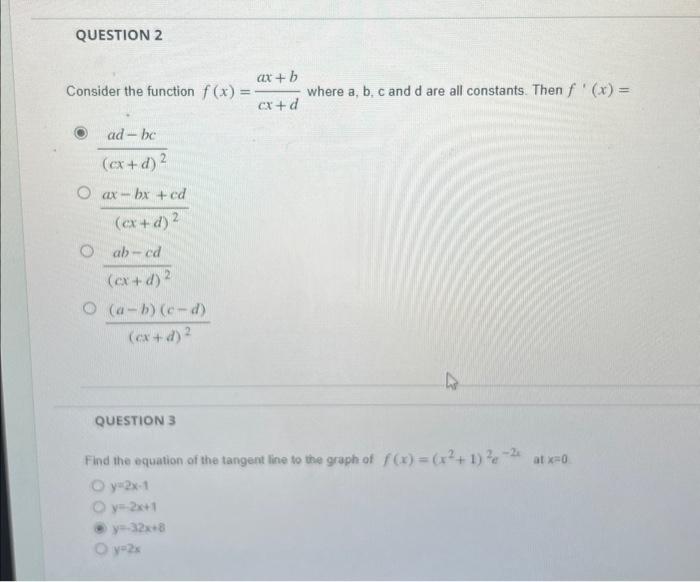 Solved Consider the function f(x)=cx+dax+b where a,b,c and d | Chegg.com