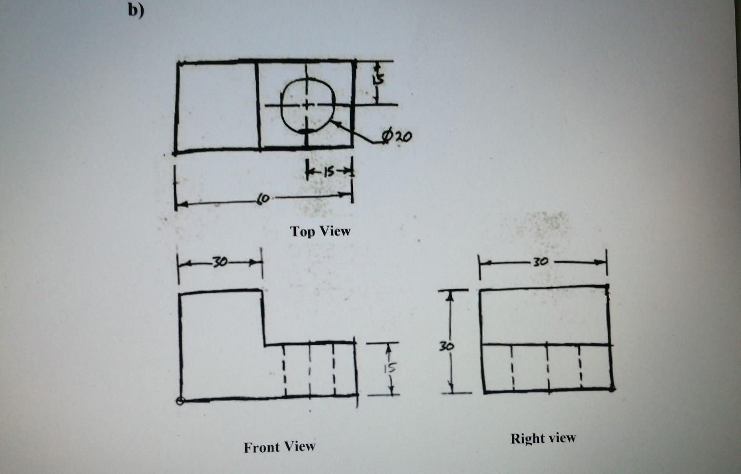 Solved EXERCISE 4 DRAWING ISOMETRIC VIEW FROM ORTHOGRAPHIC | Chegg.com