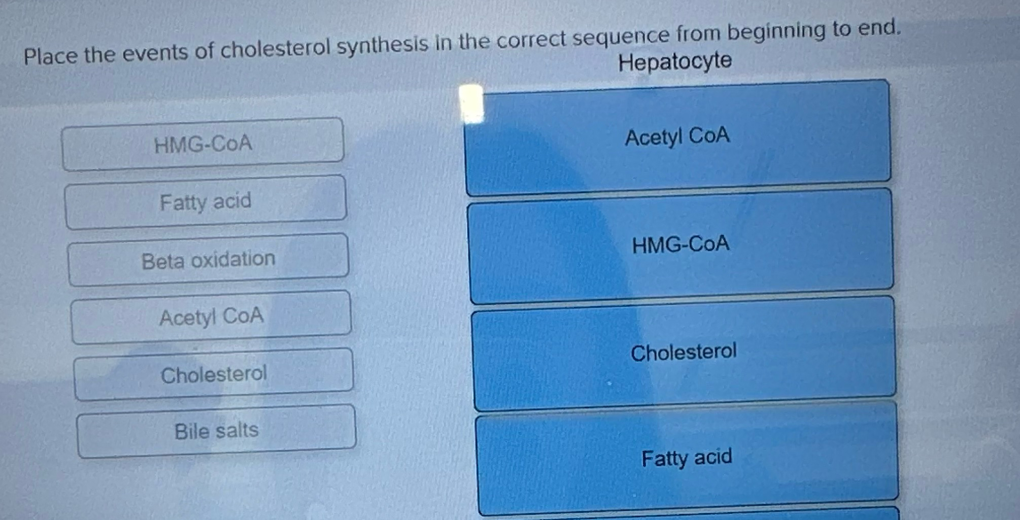 Solved Place the events of cholesterol synthesis in the | Chegg.com