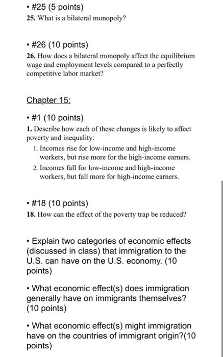 Solved - \#26 (10 points) 26. How does a bilateral monopoly | Chegg.com