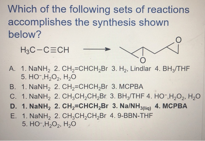 Solved Which of the following sets of reactions accomplishes | Chegg.com