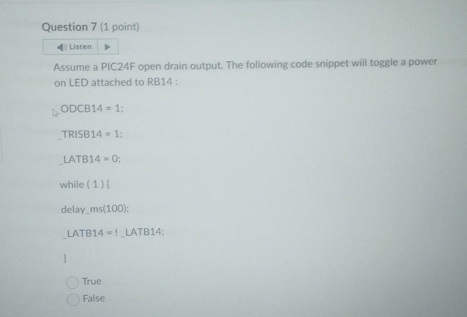 Solved Assume a PIC24F. The following code snippet will: | Chegg.com