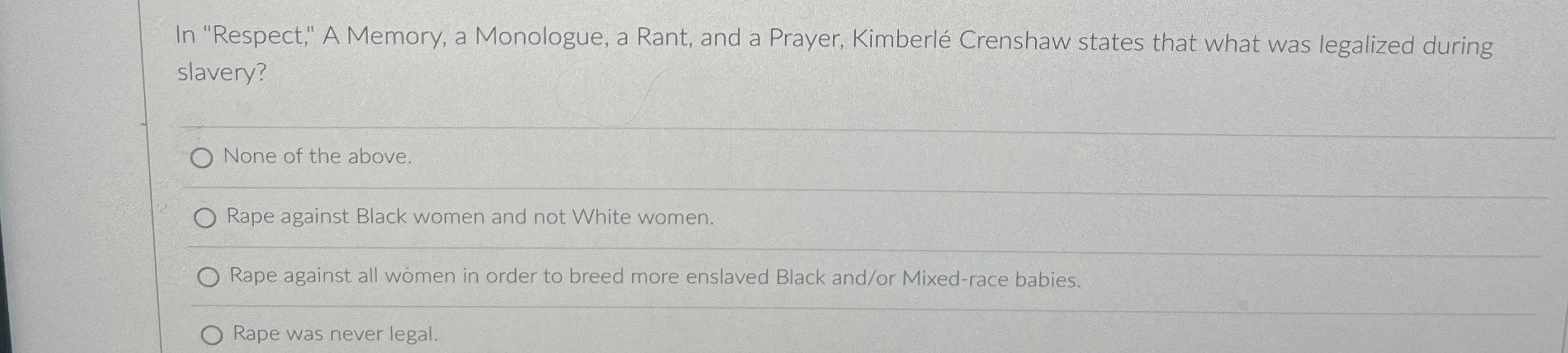 Solved In "Respect," A Memory, a Monologue, a Rant, and a | Chegg.com