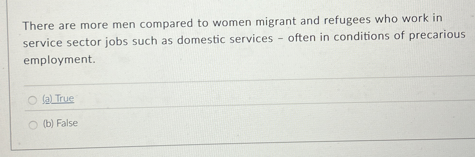 Solved There are more men compared to women migrant and | Chegg.com