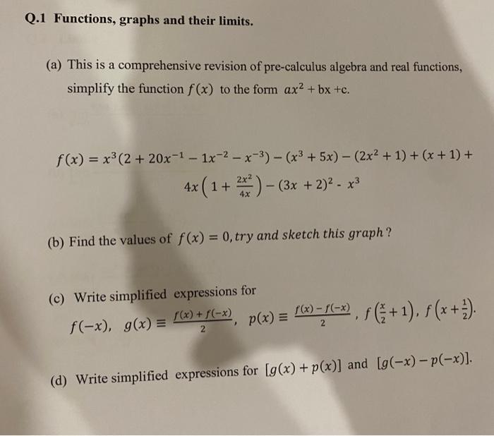 Solved Q.1 Functions, graphs and their limits. (a) This is a | Chegg.com
