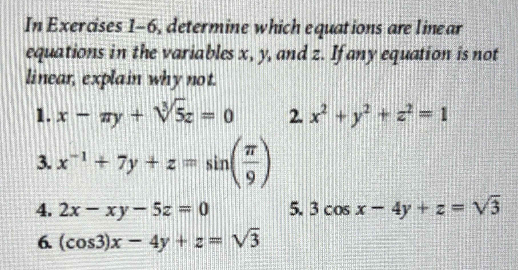 In Exercises 1-6, ﻿determine which equat ions are | Chegg.com