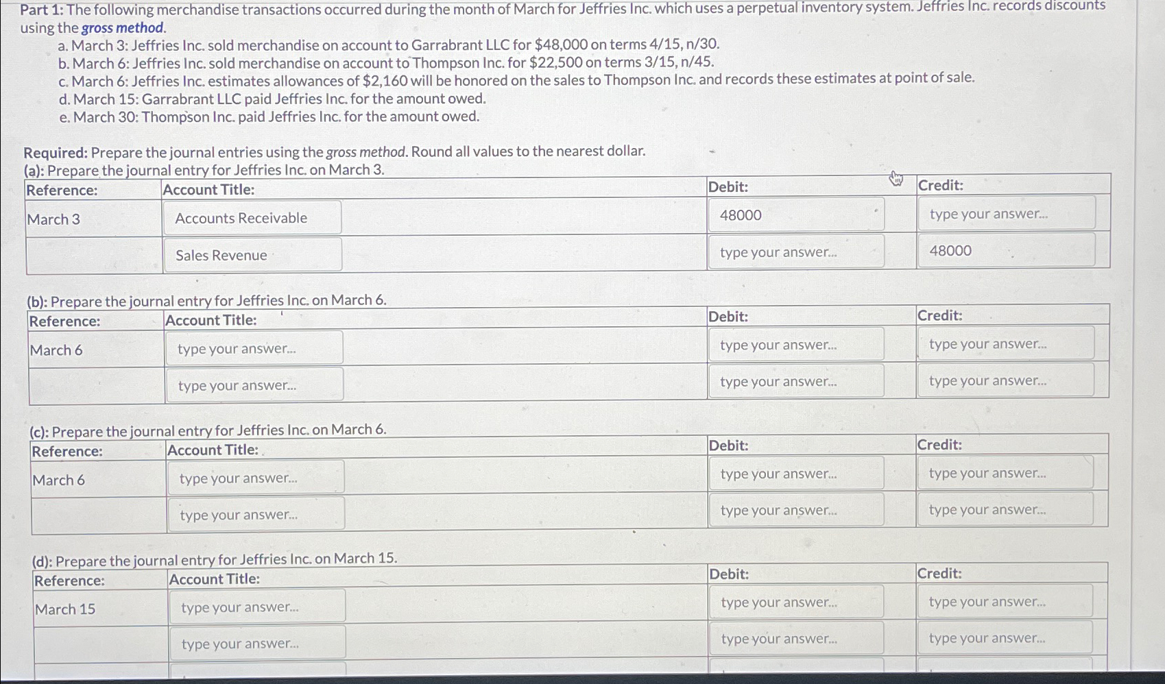 Solved Please help quick! Will upvote. Part D is 3 ﻿acount | Chegg.com