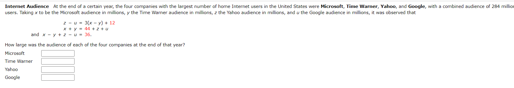 Solved users. Taking x ﻿to be the Microsoft audience in | Chegg.com