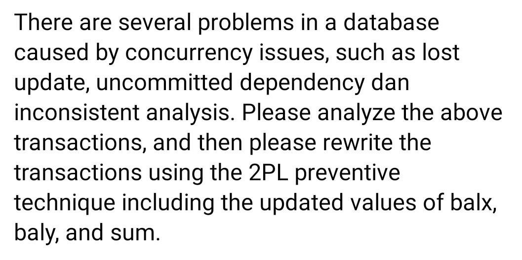 Solved There are several problems in a database caused by | Chegg.com