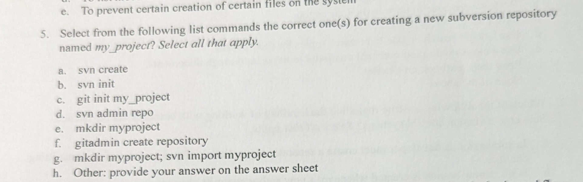 5. ﻿Select from the following list commands the | Chegg.com