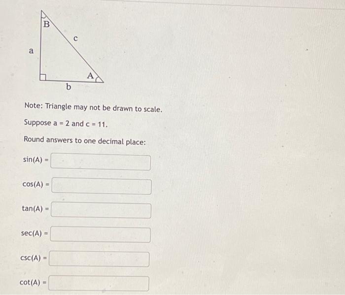 Solved Note: Triangle may not be drawn to scale. Suppose a=2 | Chegg.com