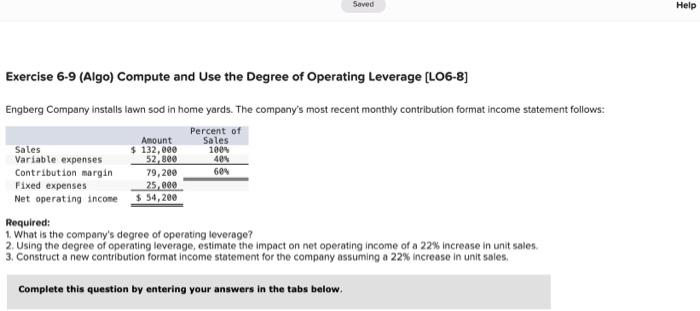 Solved Exercise 6-9 (Algo) Compute and Use the Degree of | Chegg.com