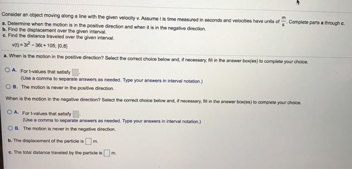 Solved m Consider an object moving along a line with the | Chegg.com