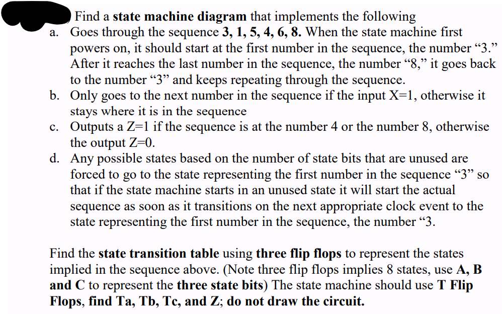 Solved Find a state machine diagram that implements the | Chegg.com