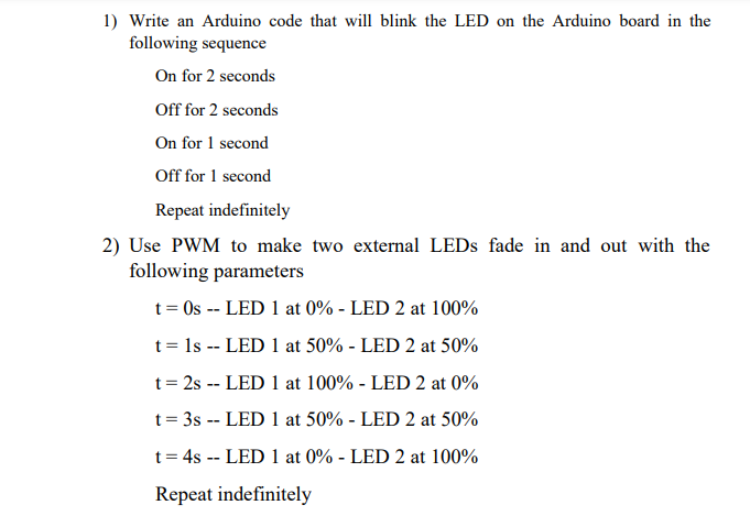 Solved Write an Arduino code that will blink the LED on the | Chegg.com